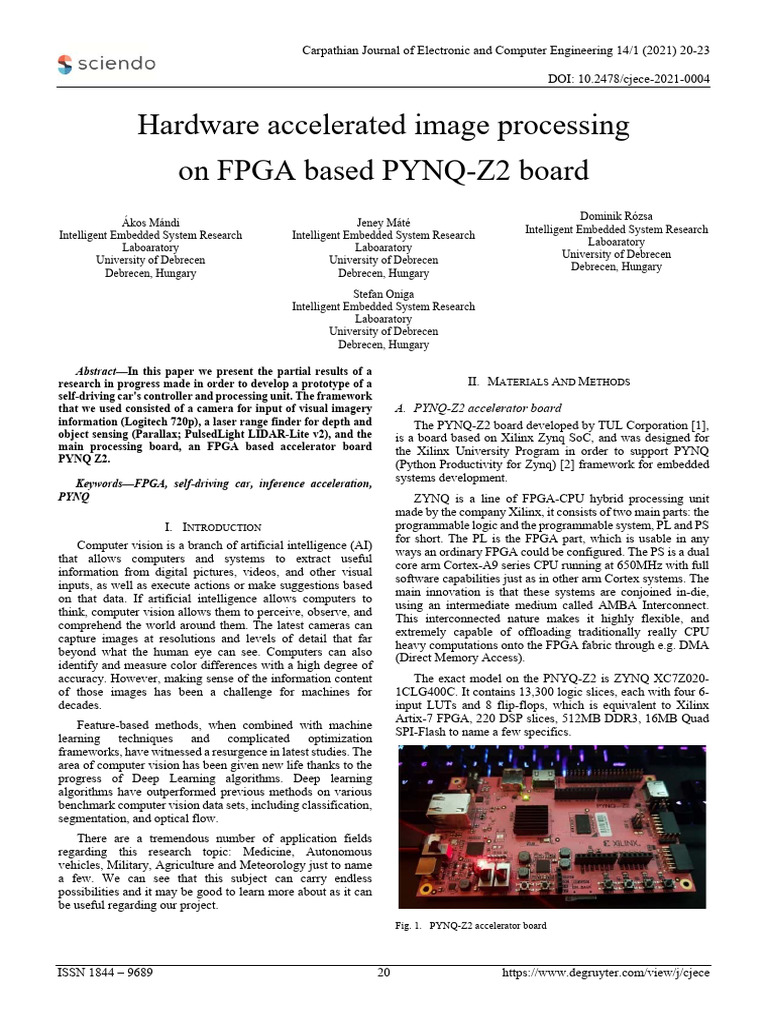 Hardware Accelerated Image Processing on FPGA Base | PDF | Computer ...
