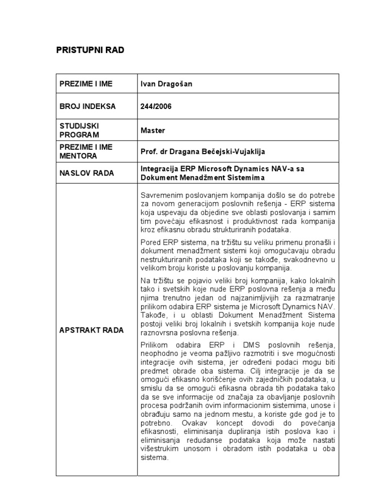 Pristupni Rad - Primer | PDF