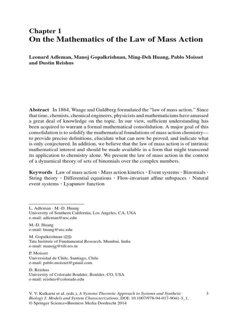 Adleman2014 Law of Mass | PDF | Mole (Unit) | Mathematics