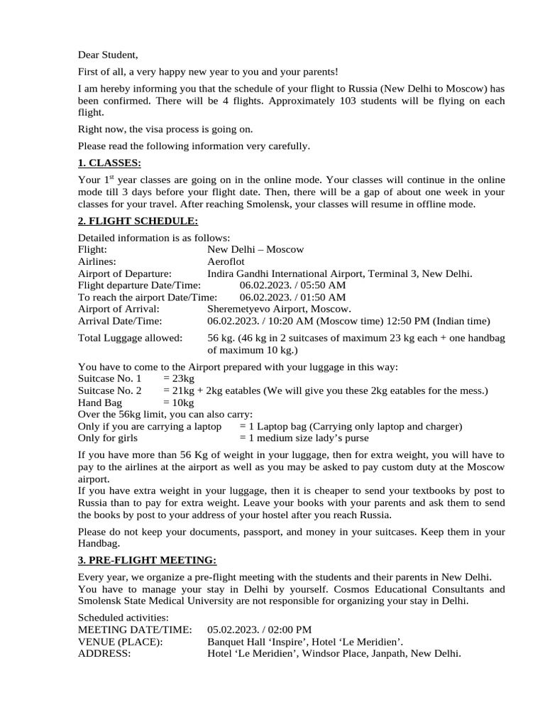 Letter For Flight 06.02.2023. Meeting 2 | PDF | Travel Visa | Reverse ...