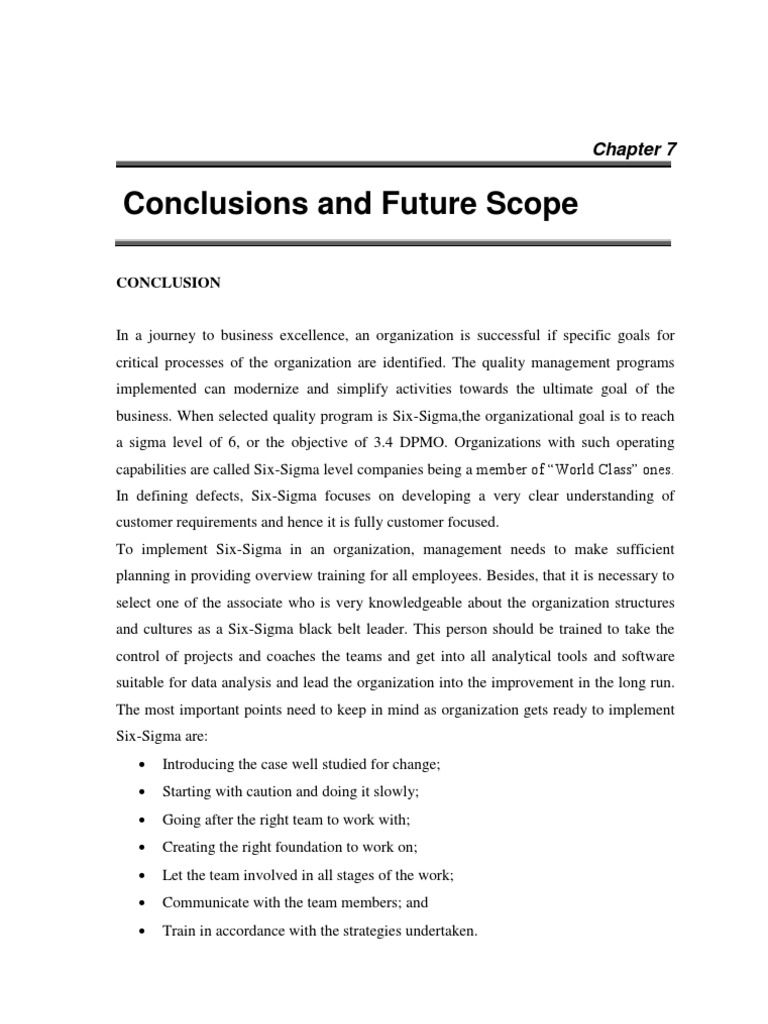 Chap07 Conclusions and Future Scope | PDF | Six Sigma | Emergence
