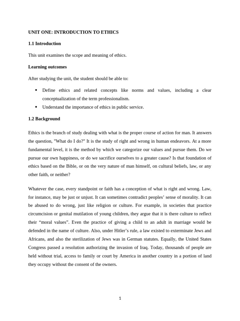 Introduction to Ethics in Public Service | PDF | Virtue | Virtue Ethics