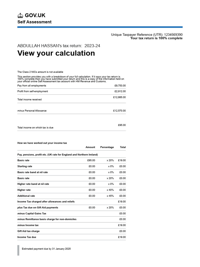 285 HMRC_ View Your Calculation - View Your Full Calculation 2 | PDF ...