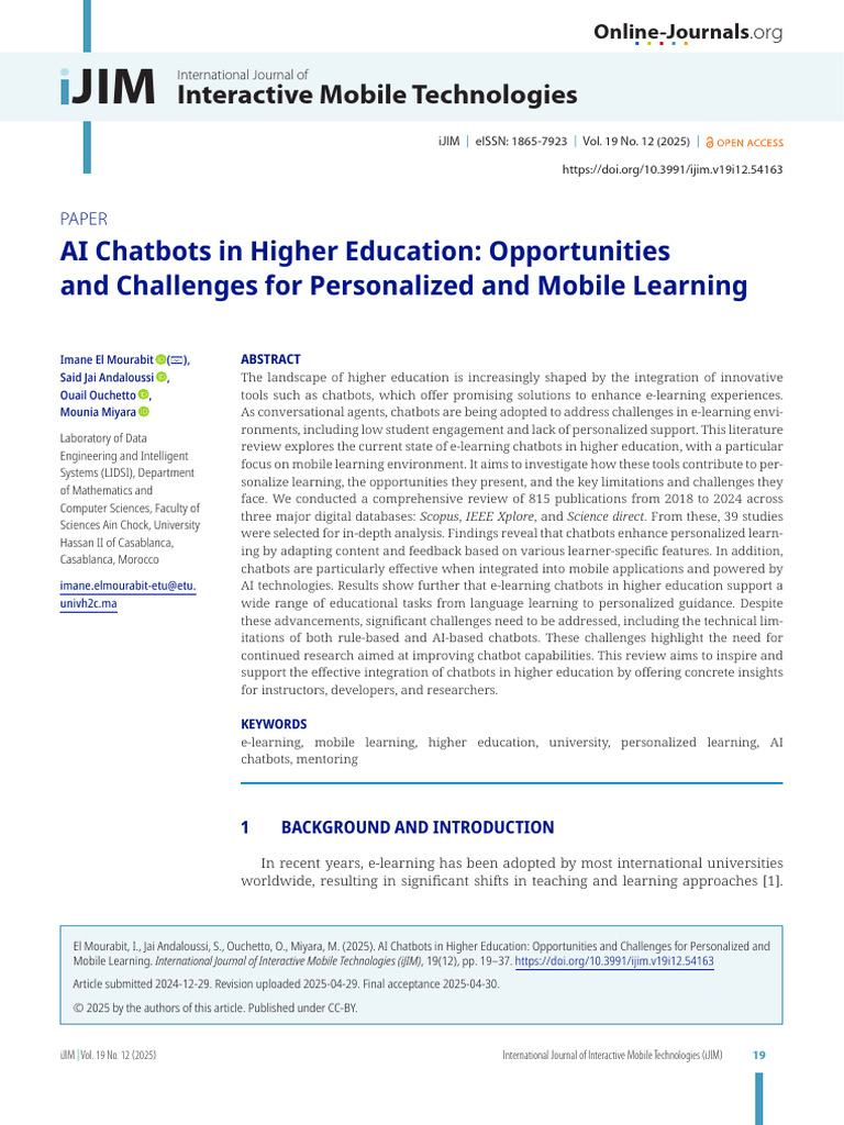 AI Chatbots in Higher Education Opportunities and Challenges For ...