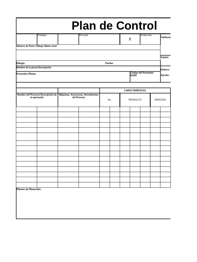 Formato de Plan de Control | PDF