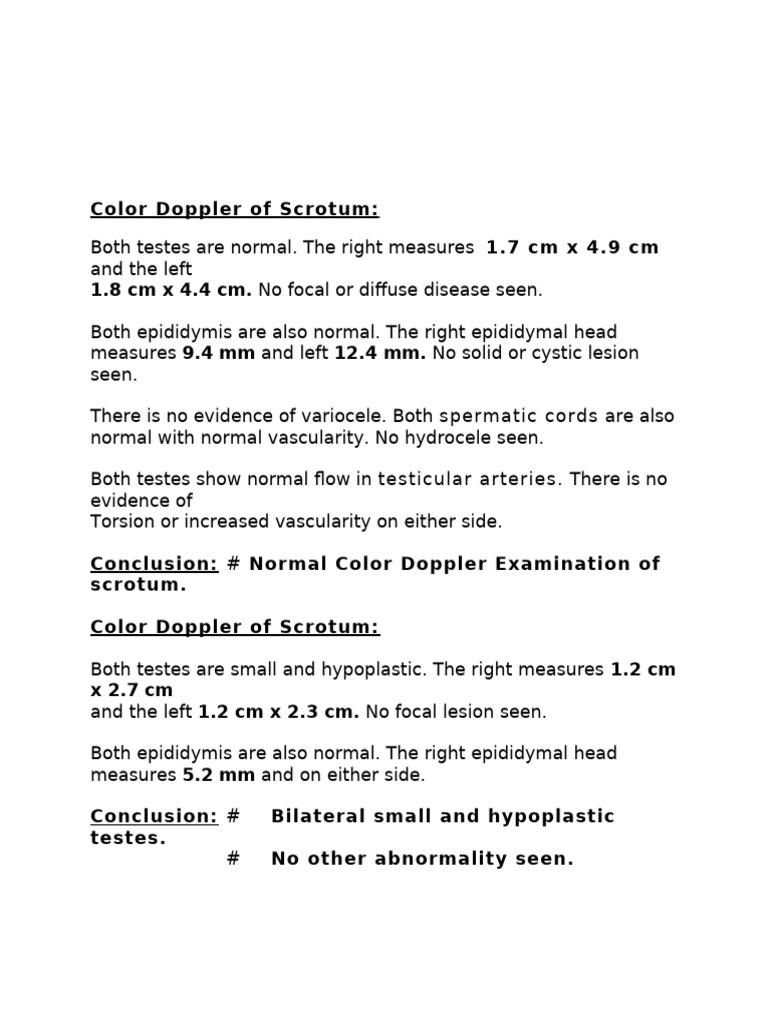 Color Doppler Scrotum | PDF
