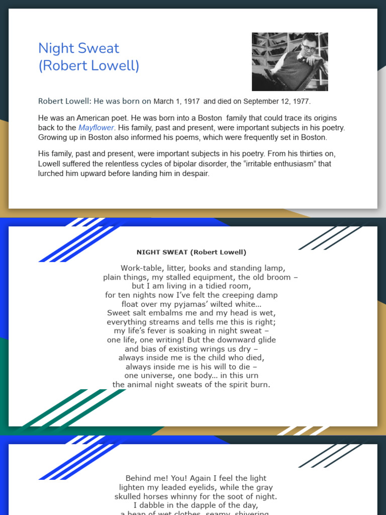 Night Sweat (Robert Lowell) | PDF | Sonnets | Poetry