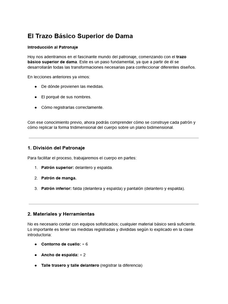 Trazo Básico Superior de Dama PDF | PDF