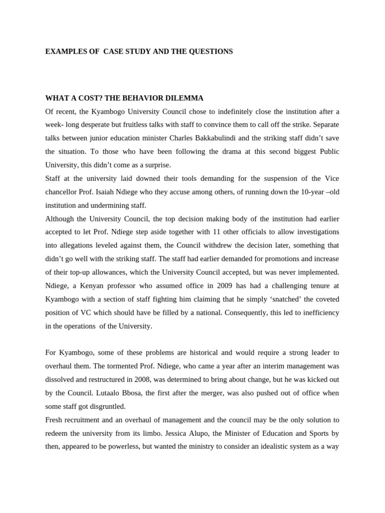 Kyambogo University Case Study Analysis | PDF | Social Psychology