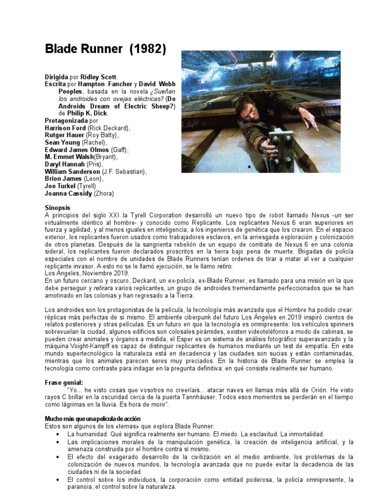 Ficha Blade Runner | PDF