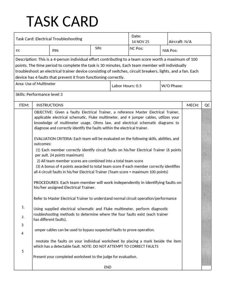 Electrical Trainer Fault Identification | PDF | Troubleshooting ...