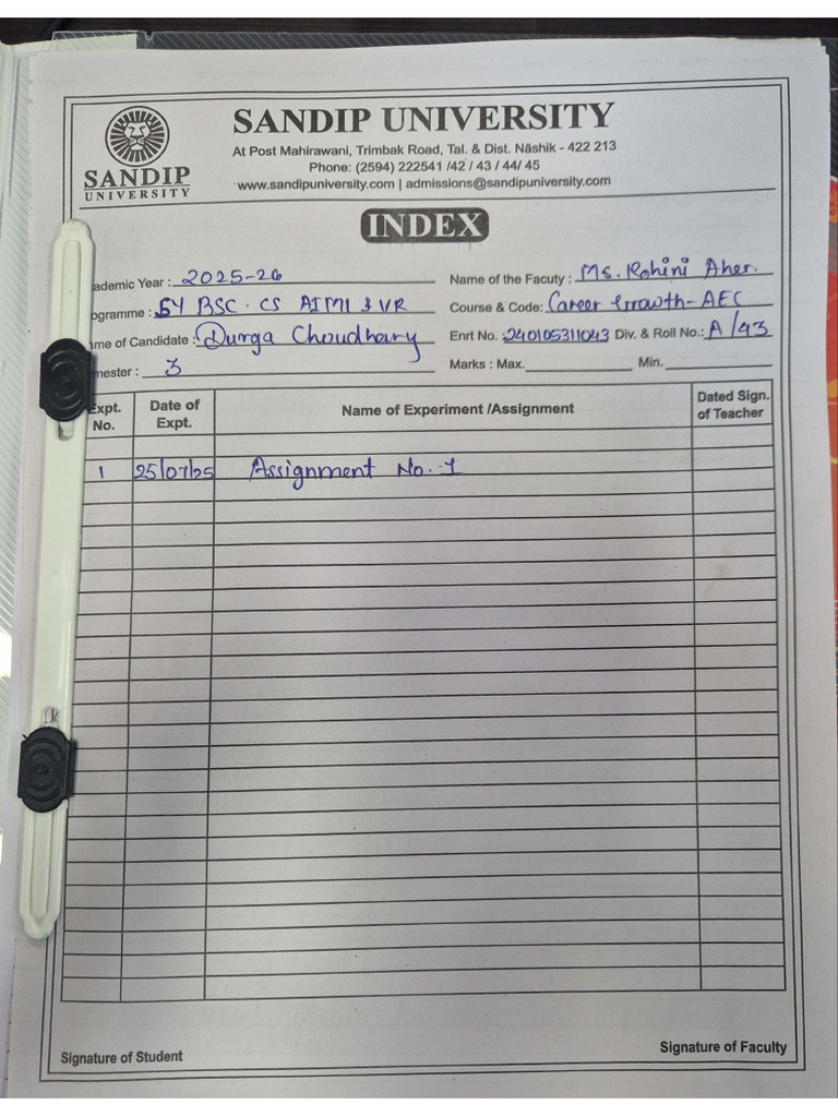 Durga Choudhary SY BSc.cs AIML&VR PRN- 240105311043 | PDF