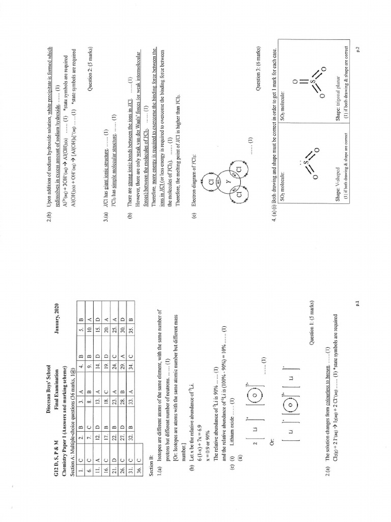 DBS 2020 CHEM Marking | PDF