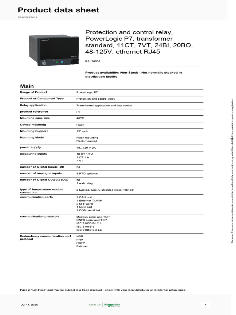 PowerLogic P7 Protection Relay Overview | PDF | Ac Power ...