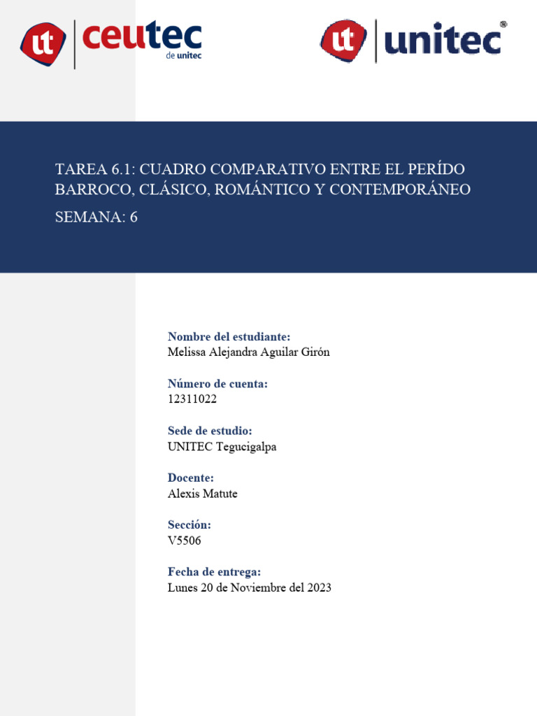 Annotated-Semana 6-Tarea 6.1 - Cuadro Comparativo Entre El PerÍdo Barroco, ClÁsico, RomÁntico y ...