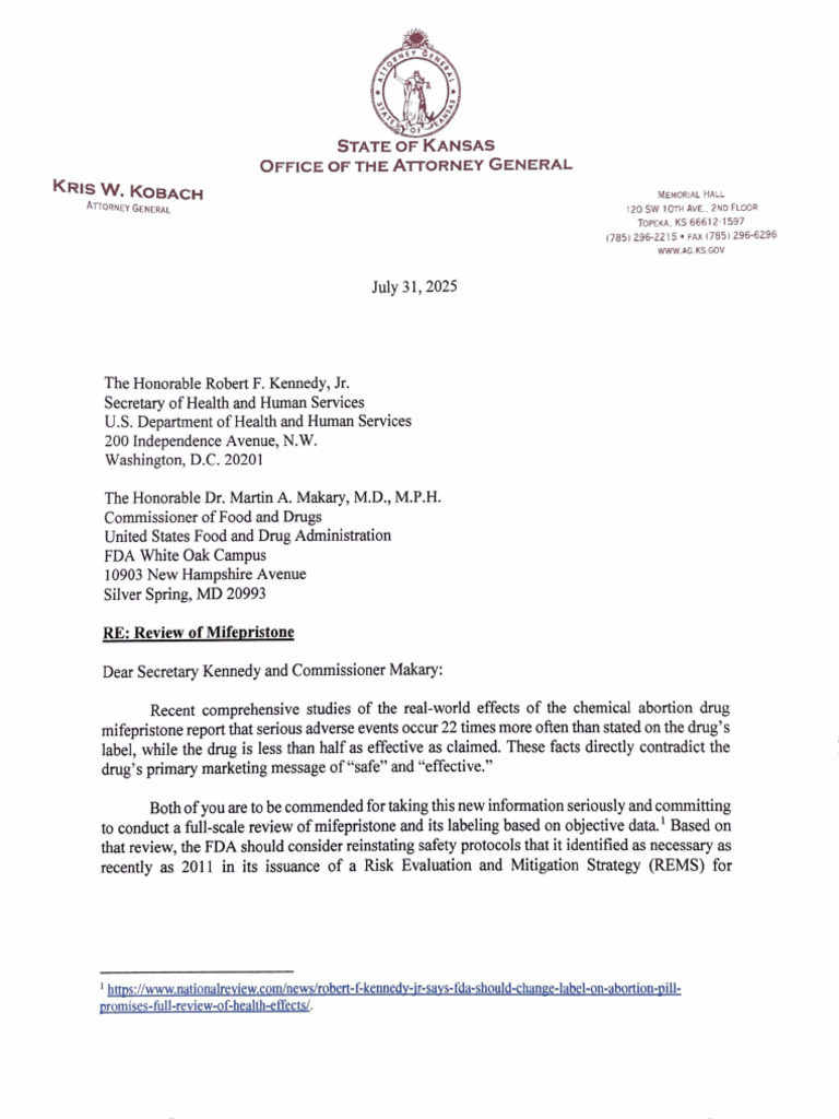 Letter To The FDA From 22 State Attorneys General | PDF