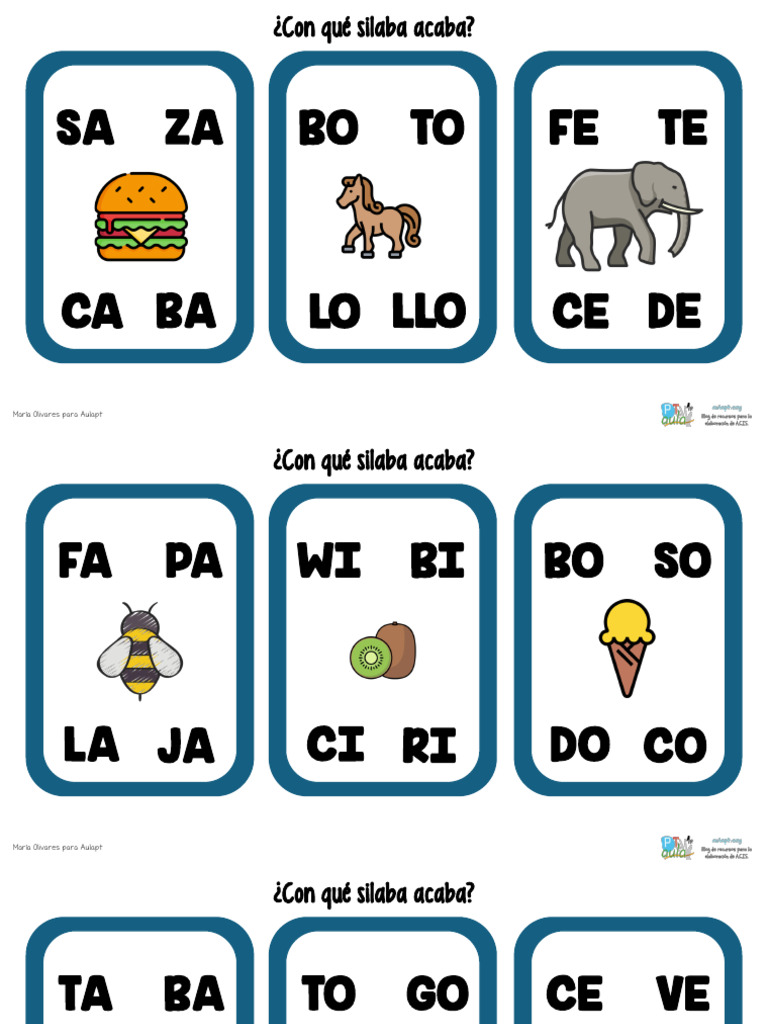 Juego Silabas Final | PDF