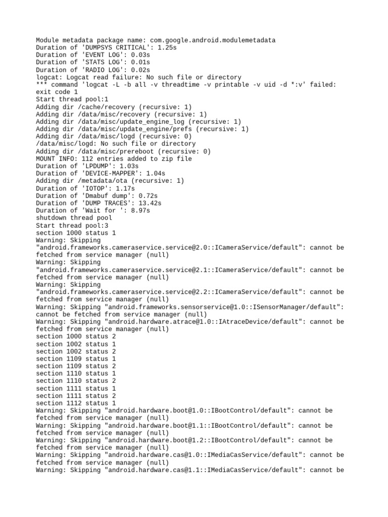 Bugreport NX729J UN UKQ1.230917.001 2025 03 11 06 02 41 Dumpstate - Log 19153 | PDF | Computer ...