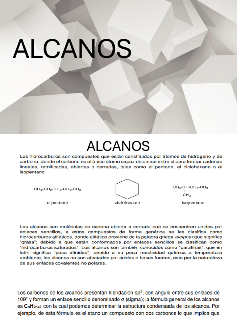 ALCANOS | PDF | Alcano | Hidrocarburos