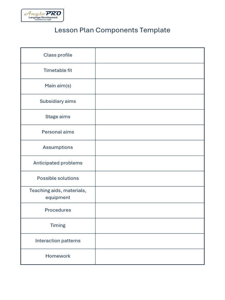Lesson Plan Template Components Guide | PDF