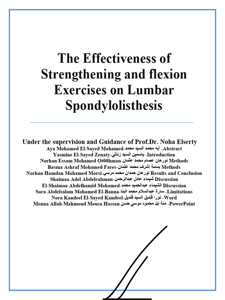 Effect of Flexion Exercises on Spondylolisthesis | PDF | Back Pain ...