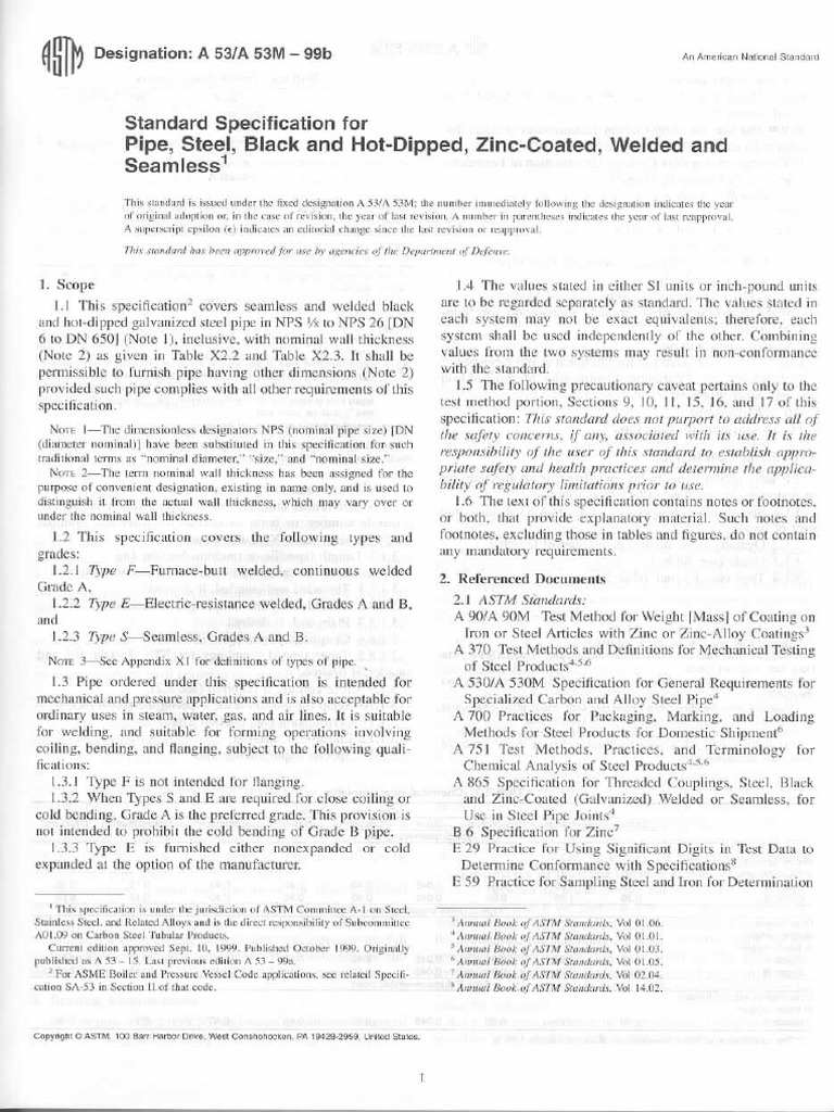 ASTM A 53 - A 53M-99b | PDF