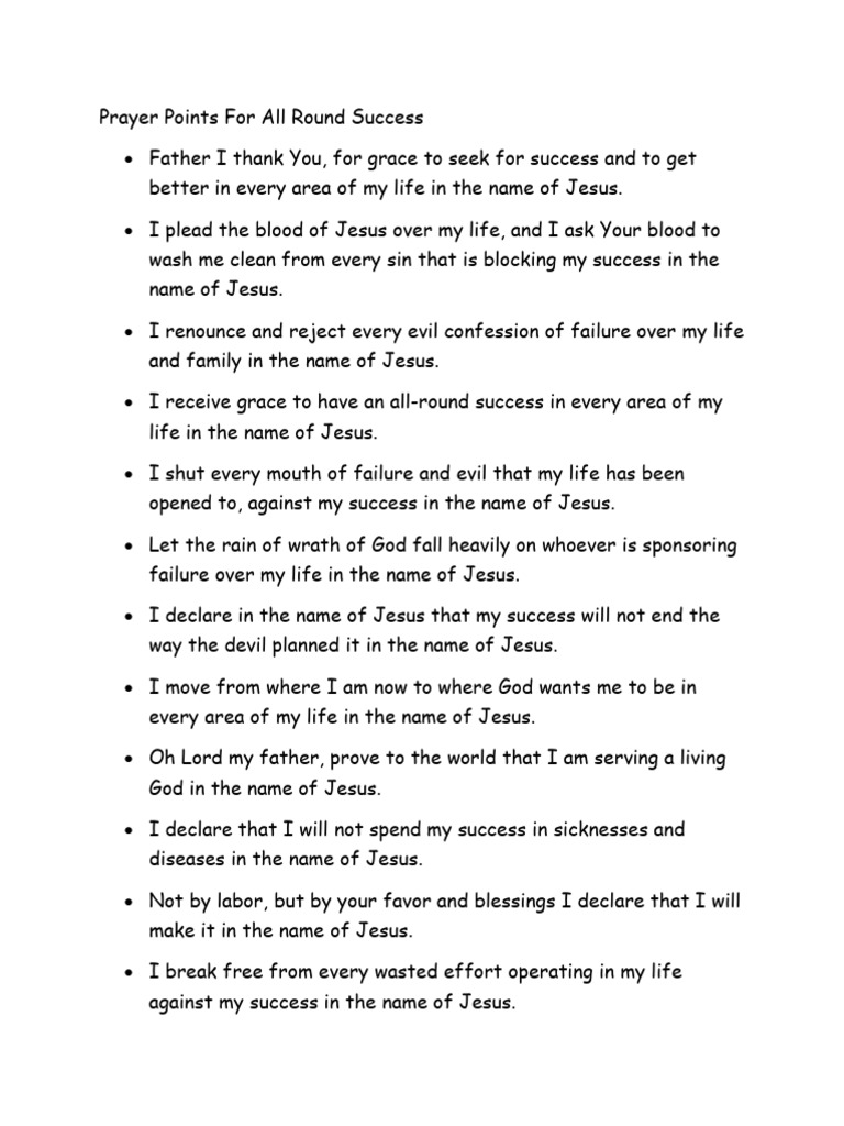 Prayer Points for All-Round Success | PDF | Religious Belief And ...