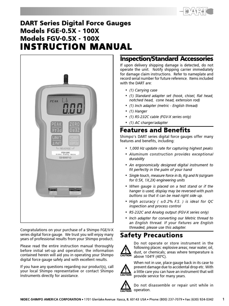 Resetting Shimpo Digital Force Gauge | PDF | Indemnity | Battery Charger