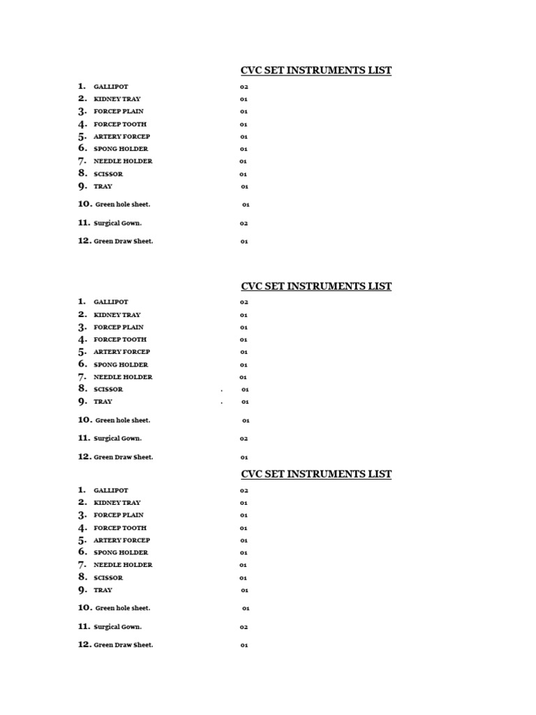 CVC Set Instruments List | PDF