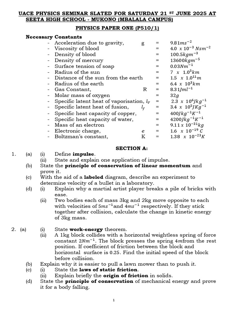 Physics - Seminar A'level 2025 PDF | PDF | Capacitor | Inductor