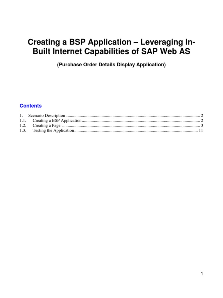 Creating A BSP Application - Purchase Order Details Display - v1 | Download Free PDF | Tag ...