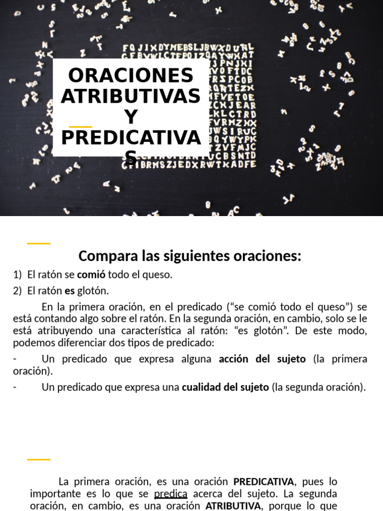 Oraciones Atributivas Predicativas | PDF | Predicado (Gramática) | Adverbio
