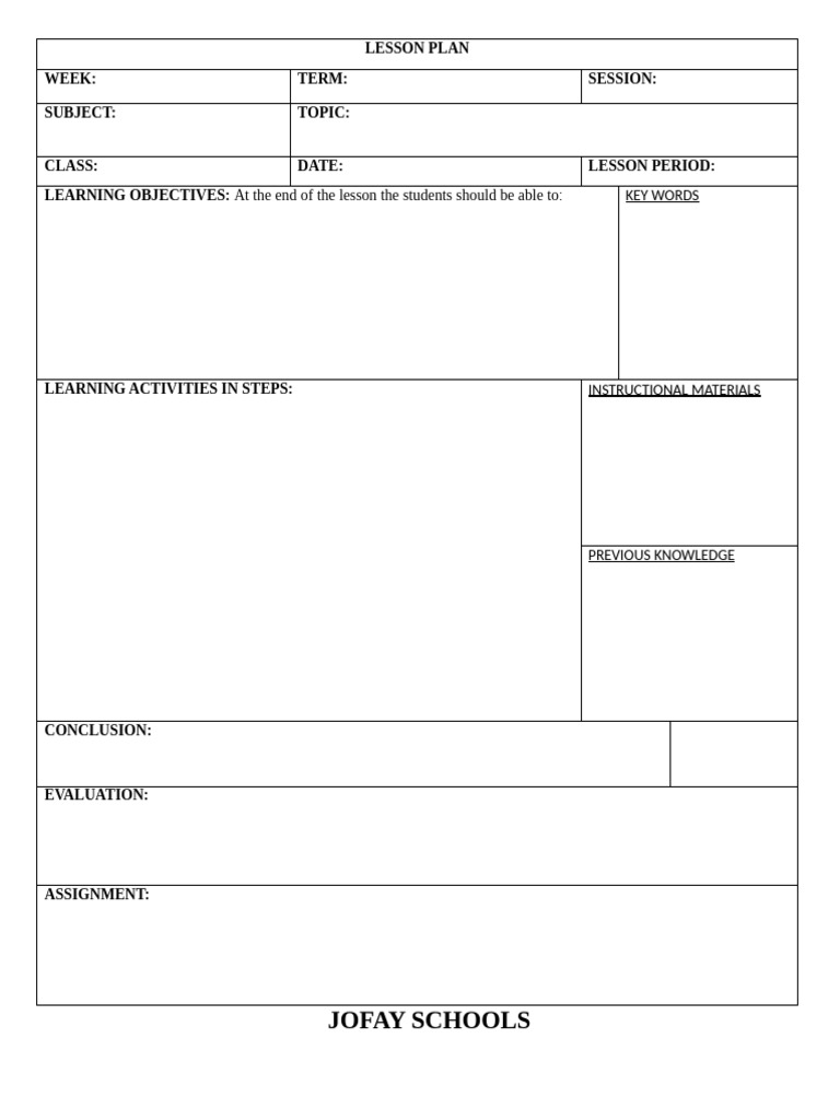 Lesson Plan Format | PDF