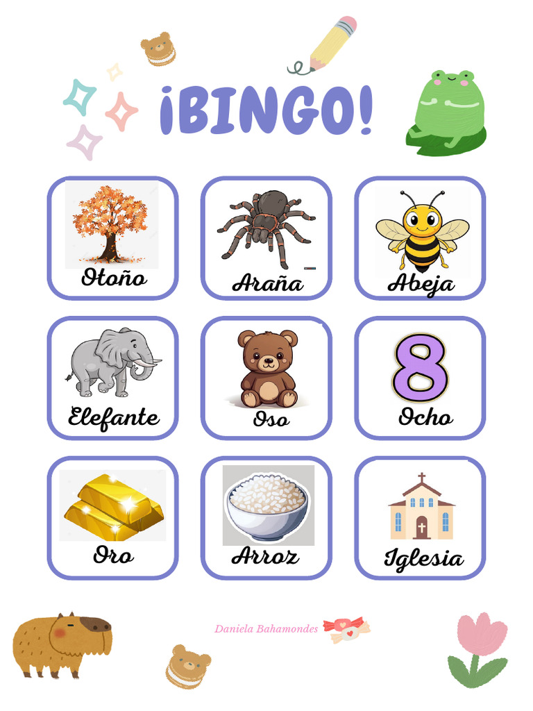 Documento A4 Bingo de Cumpleaños Ilustrado Rosado (2) | PDF