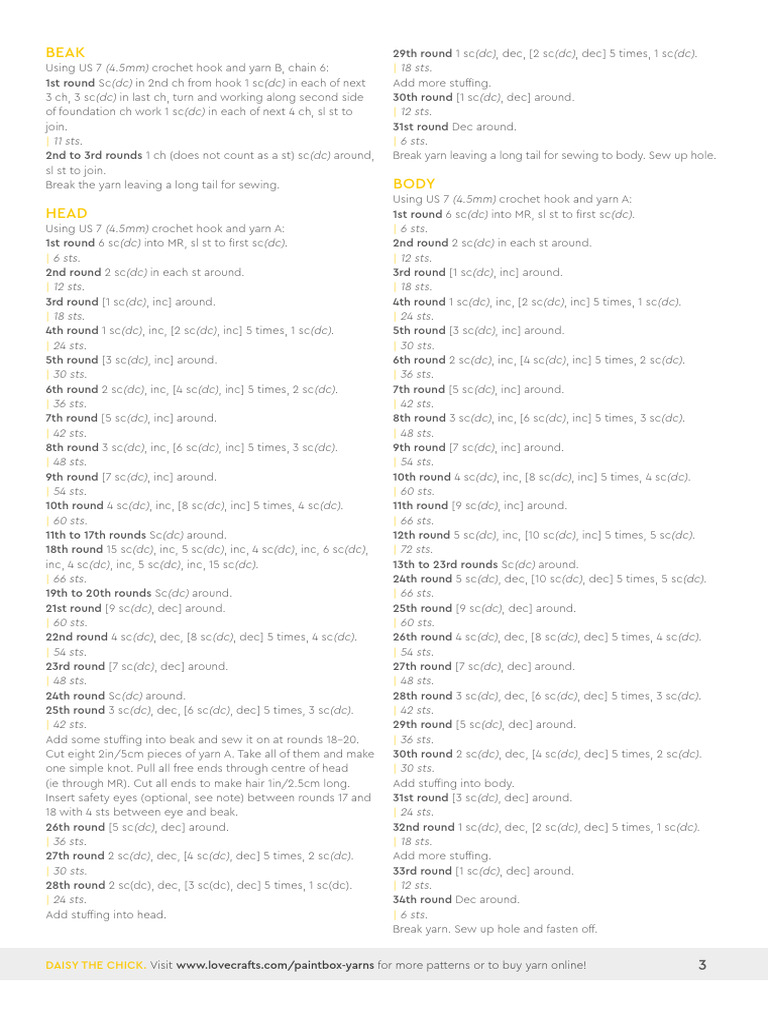 Daisy The Chicken Crochet - Part3 | PDF | Crochet | Military Operations