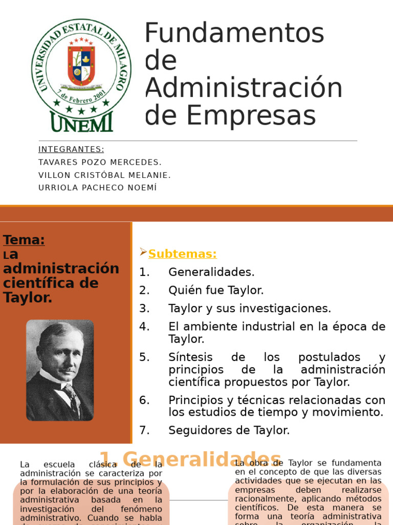 CLASE 10 La Administración Científica de Taylor. ADM 04 | PDF | Salario ...