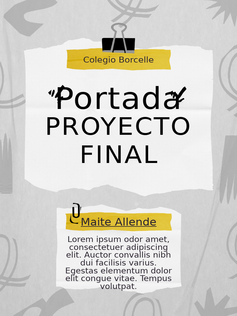Documento A4 Portada Carátula de Proyecto Final Recorte Papel Amarillo ...