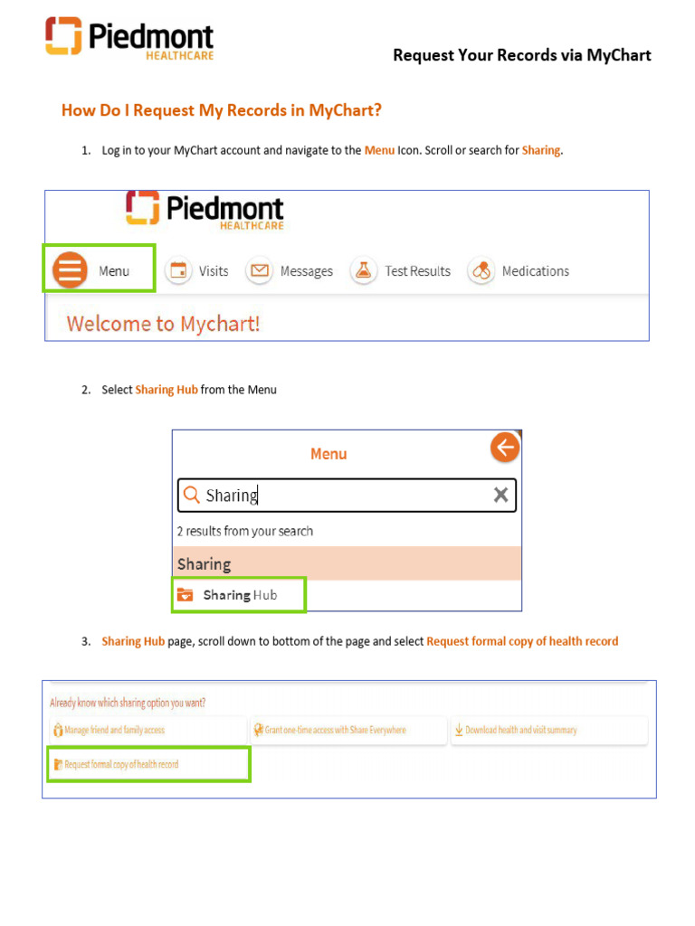MyChart Records Tip Sheet | PDF