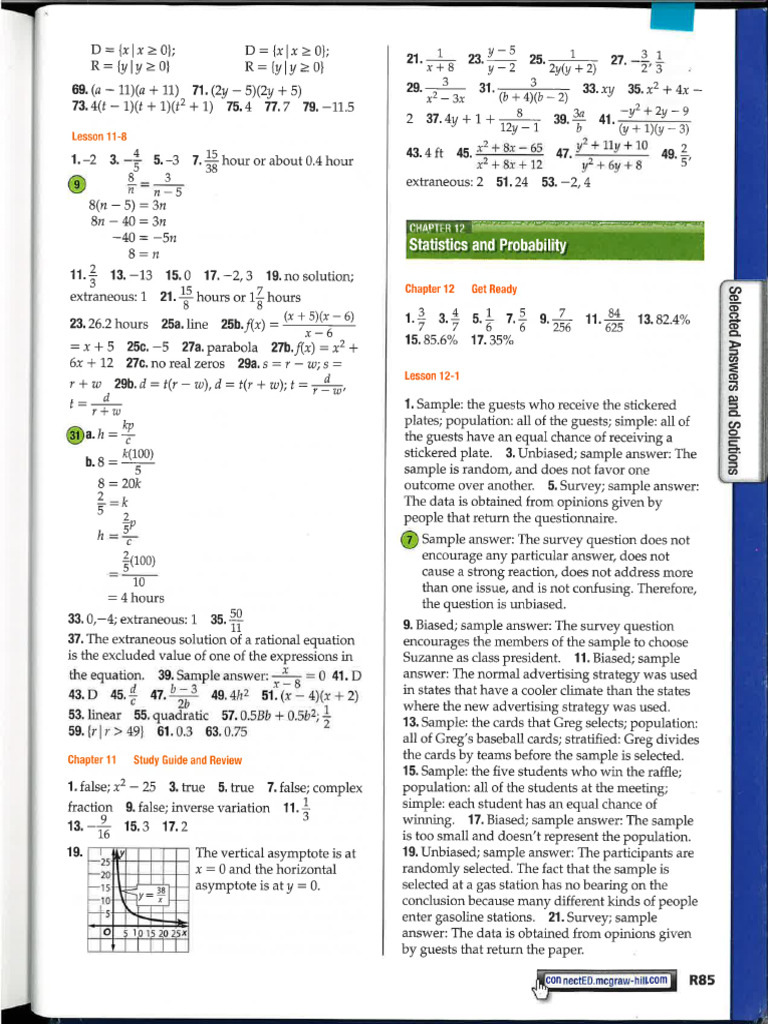 A1 Chapter 12 Text Answer Key | PDF