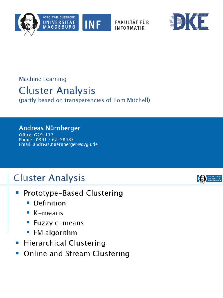 ML09 Clustering | PDF | Cluster Analysis | Normal Distribution