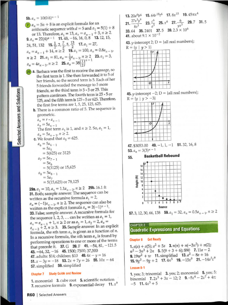 A1 Chapter 8 Text Answer Key | PDF