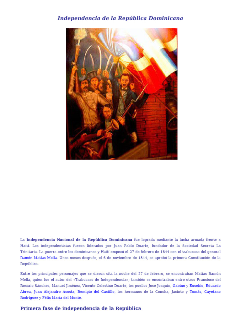Independencia de la República Dominicana | PDF | República Dominicana