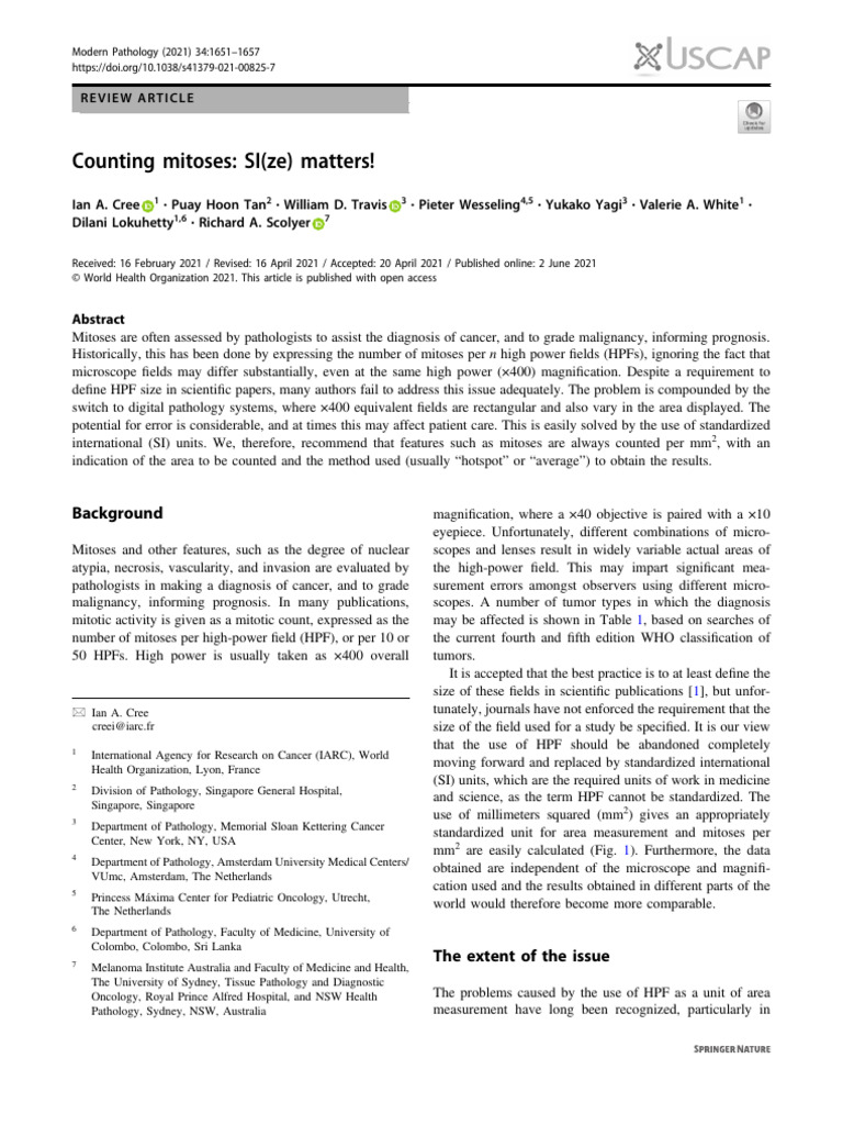 Standardizing Mitotic Counts in Pathology | PDF | Mitosis | Pathology