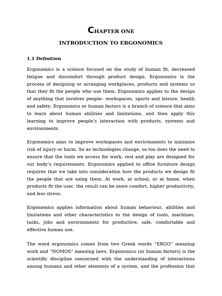 Introduction to Ergonomics Overview | PDF