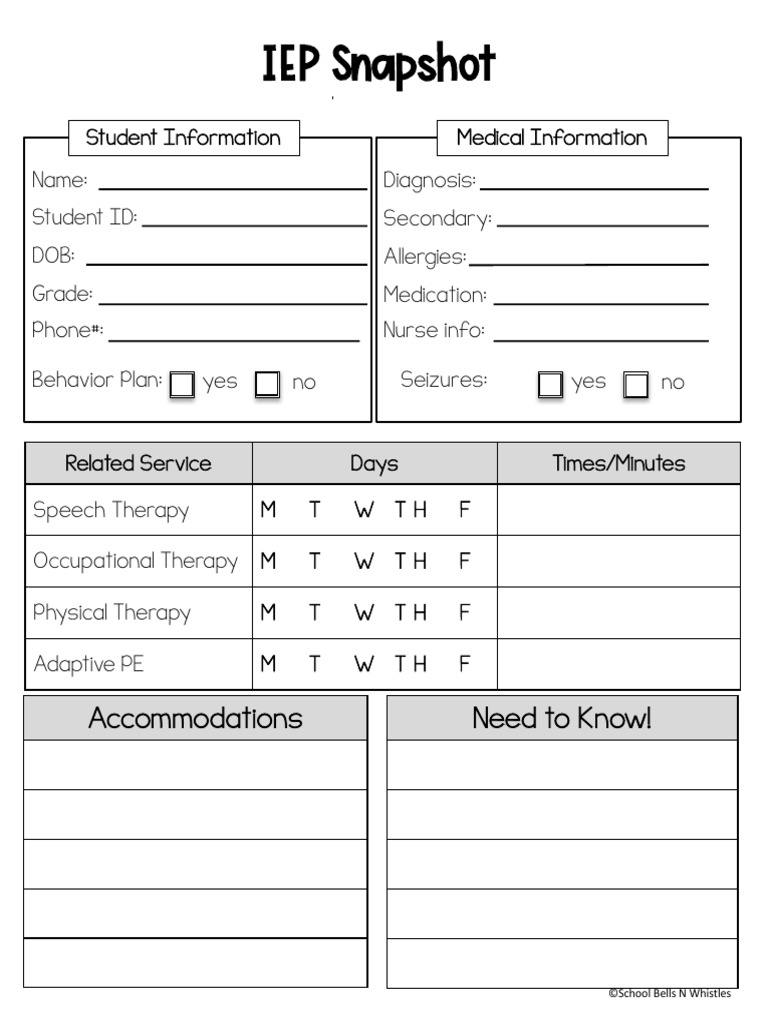 Iep Snapshot New-Editable | PDF