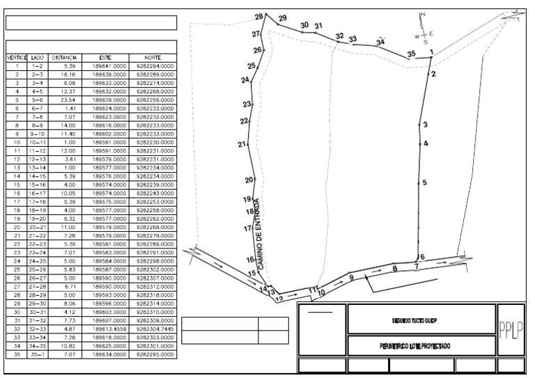 Plano Perimetrico Lote Proyectado Plot a3 | PDF | Geodesia | Tecnología geográfica