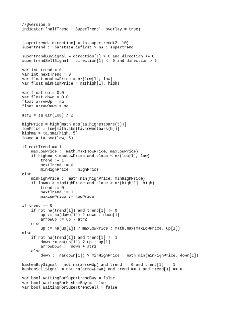 HalfTrend & SuperTrend Source Code | PDF | Computer Programming
