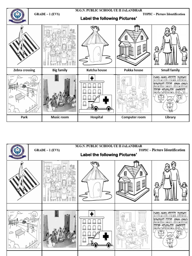 Picture Identification Worksheet (Sept.) | PDF
