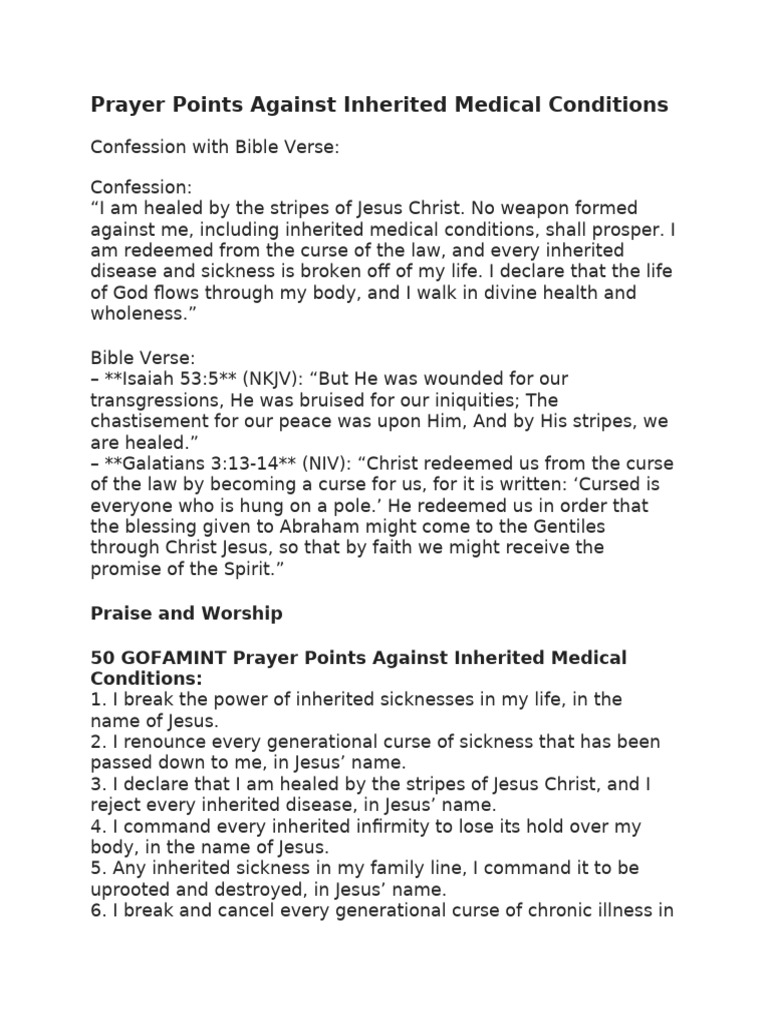 Prayer Points for Healing Inheritance | PDF | Jesus | Prayer