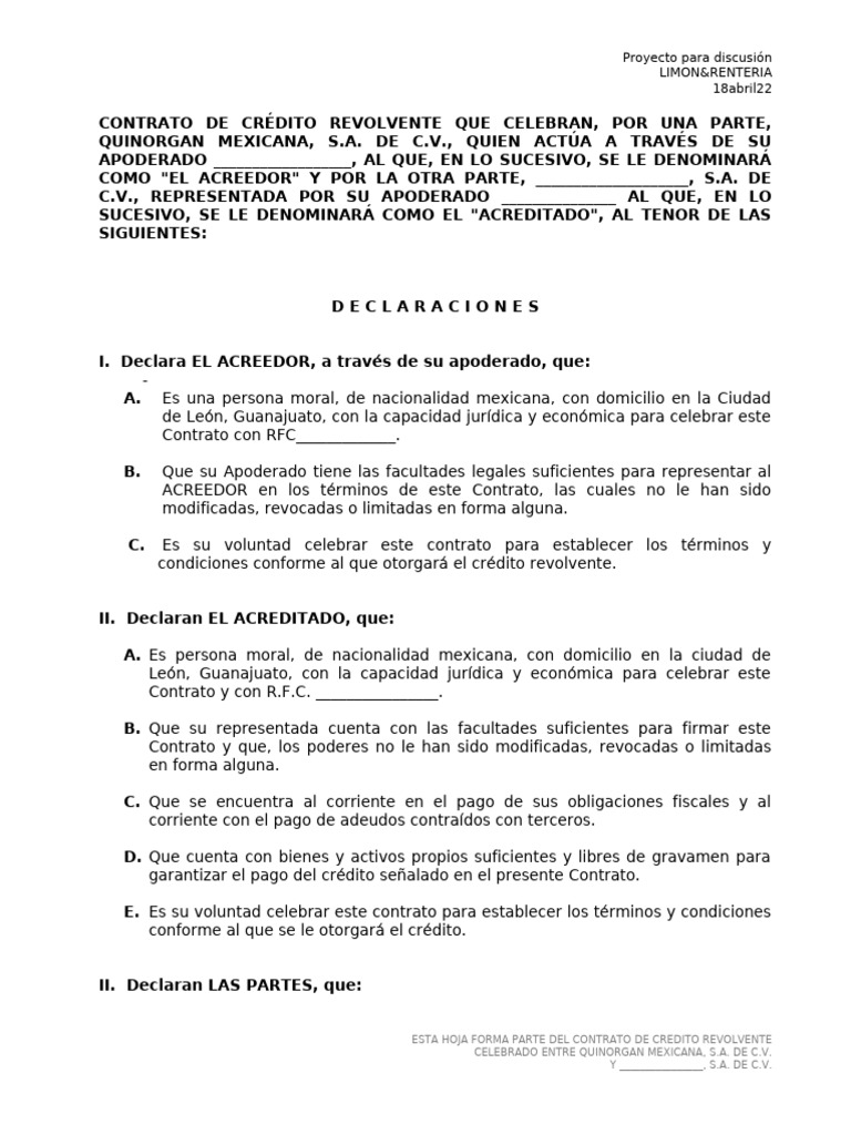 Contrato Credito Revolvente | PDF | Pagos | Crédito